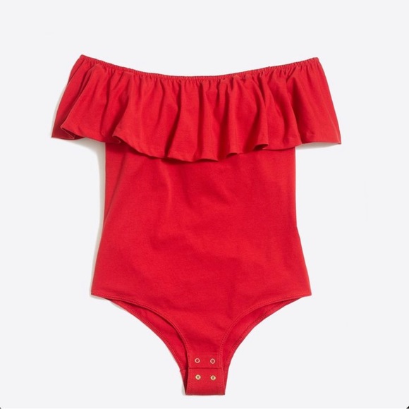 J Crew Factory Tops J Crew Off The Shoulder Ruffled Bodysuit